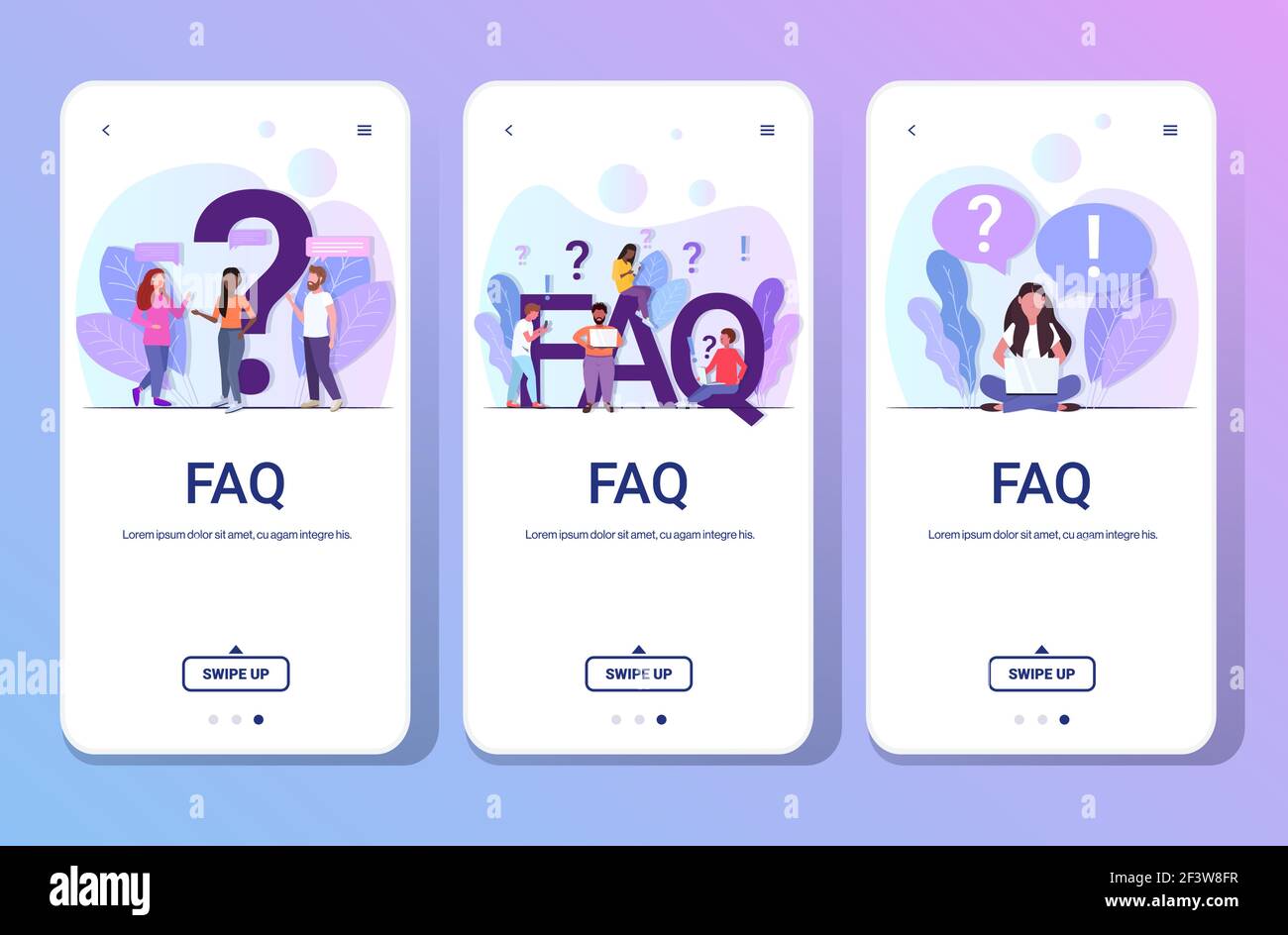 set mix race people with question exclamation marks using digital ...