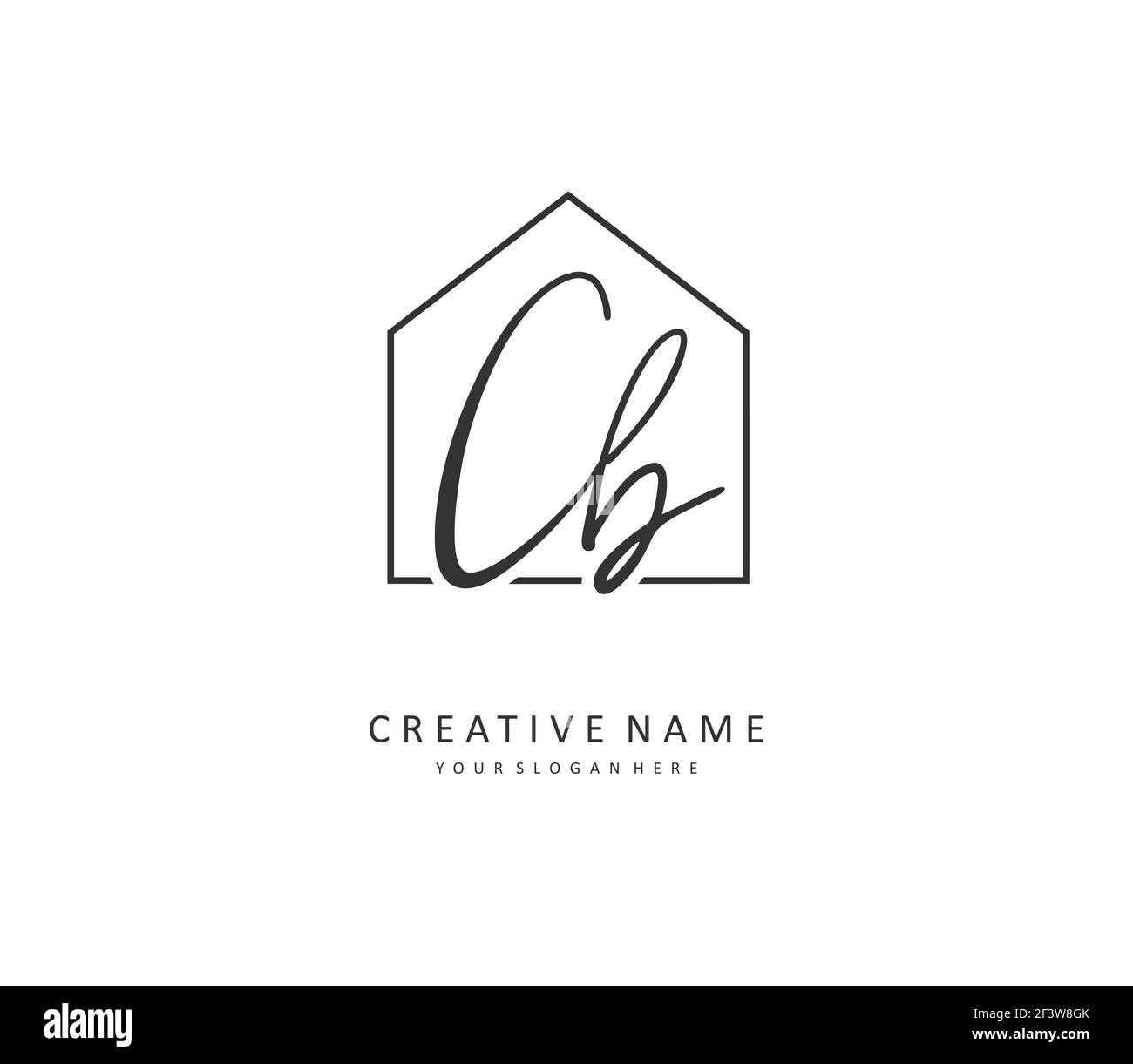C B CB Initial letter handwriting and signature logo. A concept ...