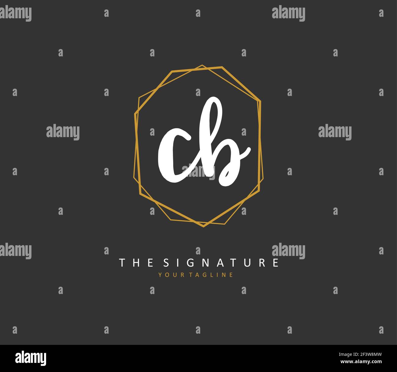 C B CB Initial letter handwriting and signature logo. A concept ...