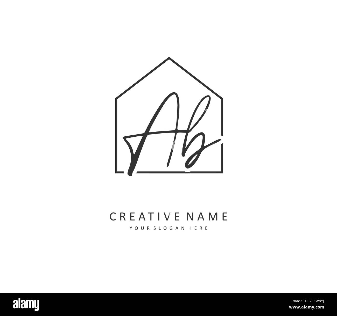 AB Initial letter handwriting and signature logo. A concept handwriting ...