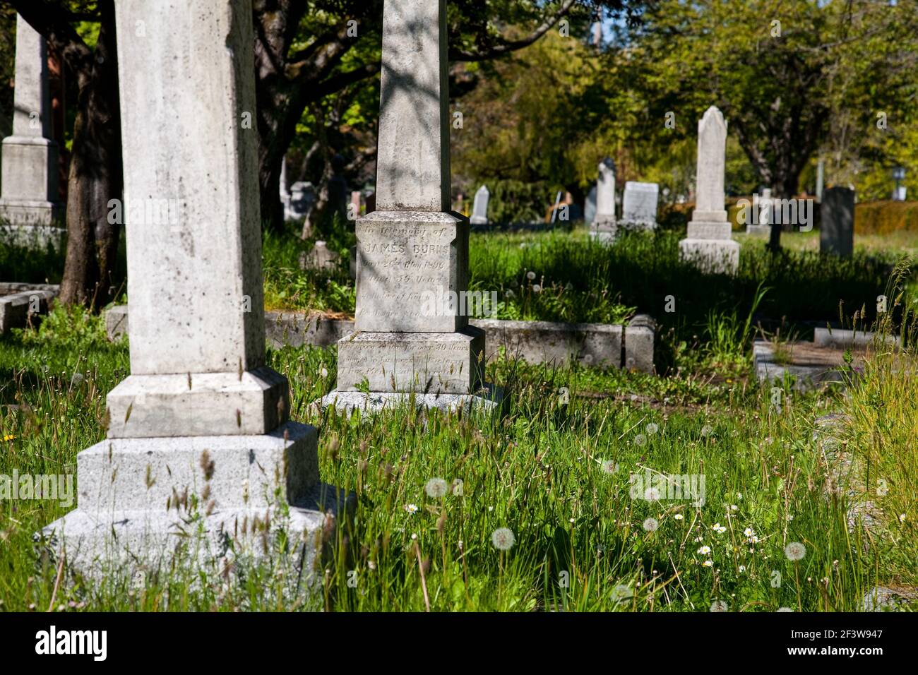 tombstones at Ross Bay Cemetery, Victoria, Vancouver Island, British ...