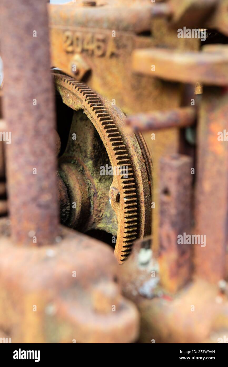 detail of an old rusty farm tractor engine farm engine Stock Photo - Alamy