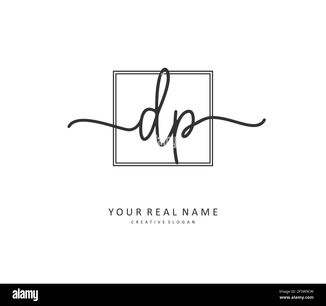 DP Initial letter handwriting and signature logo. A concept handwriting ...
