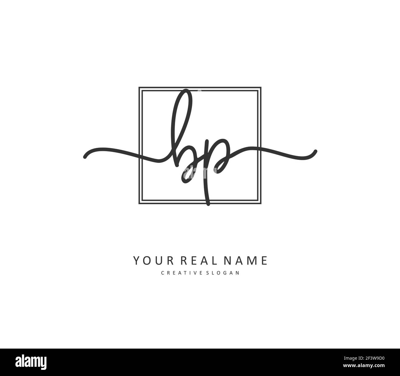 BP Initial letter handwriting and signature logo. A concept handwriting ...