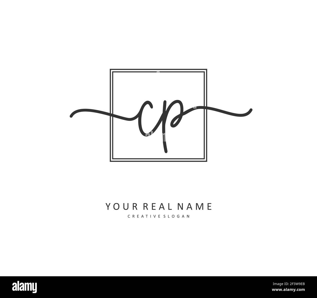 CP Initial letter handwriting and signature logo. A concept handwriting ...