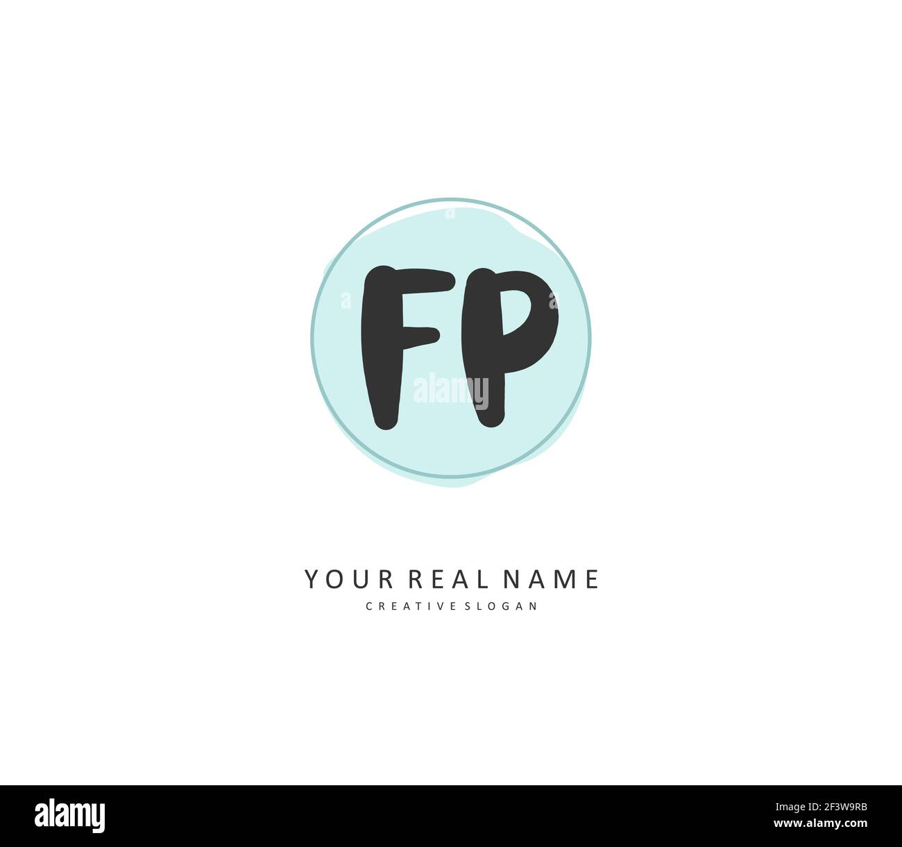 FP Initial letter handwriting and signature logo. A concept handwriting ...