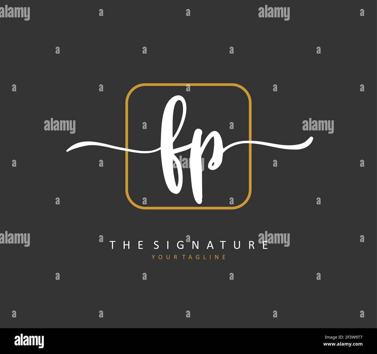 FP Initial letter handwriting and signature logo. A concept handwriting ...