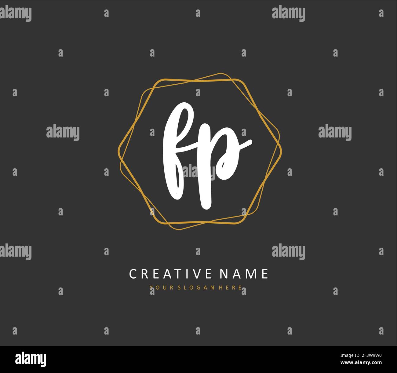 FP Initial letter handwriting and signature logo. A concept handwriting ...