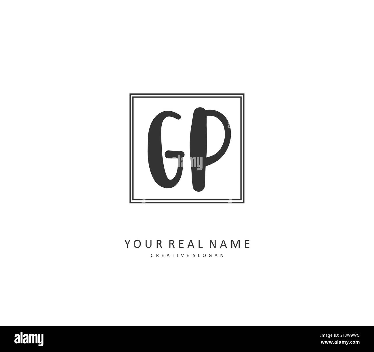 GP Initial letter handwriting and signature logo. A concept handwriting initial logo with ...