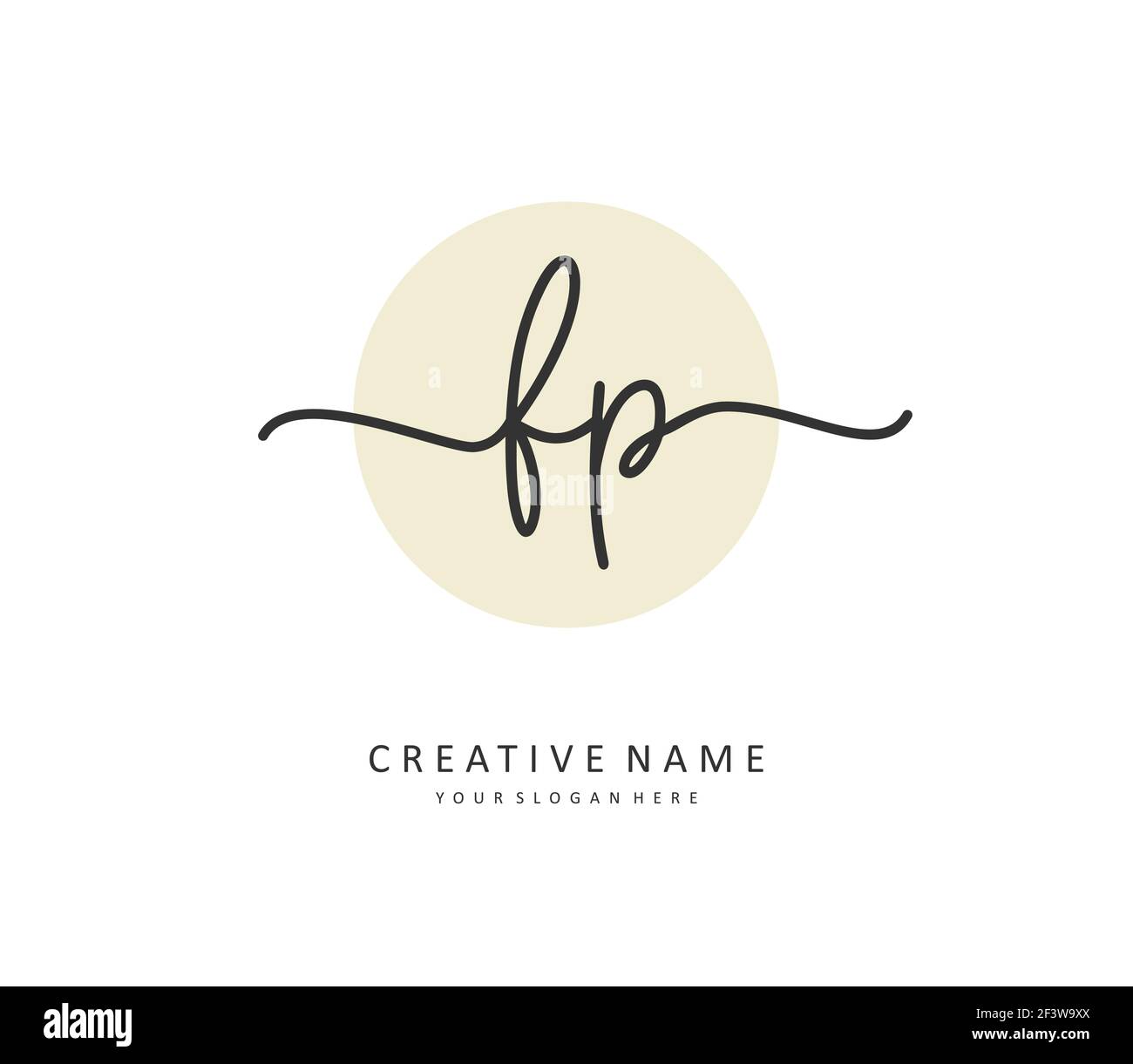 FP Initial letter handwriting and signature logo. A concept handwriting ...