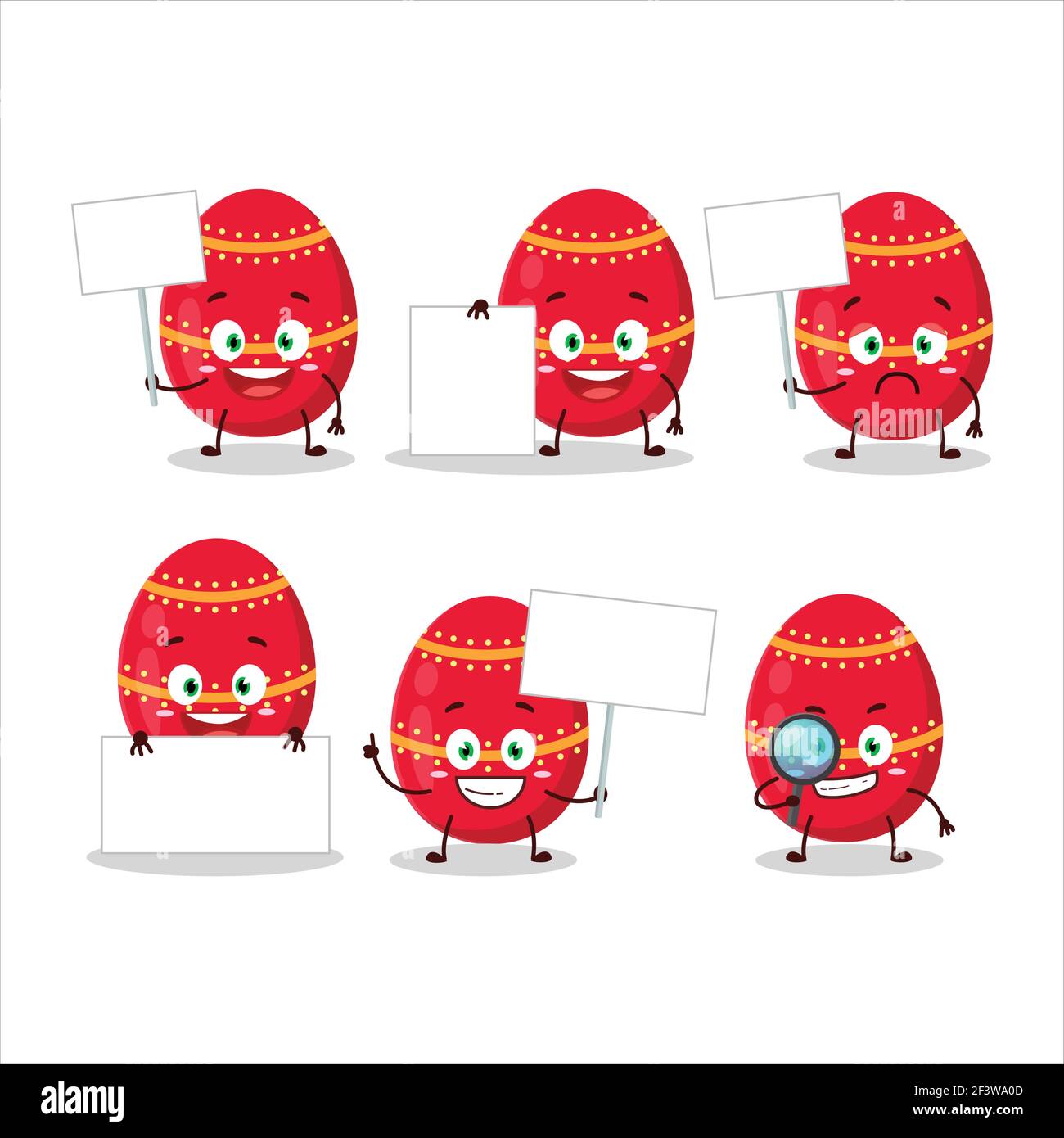 Red easter egg cartoon character bring information board. Vector ...