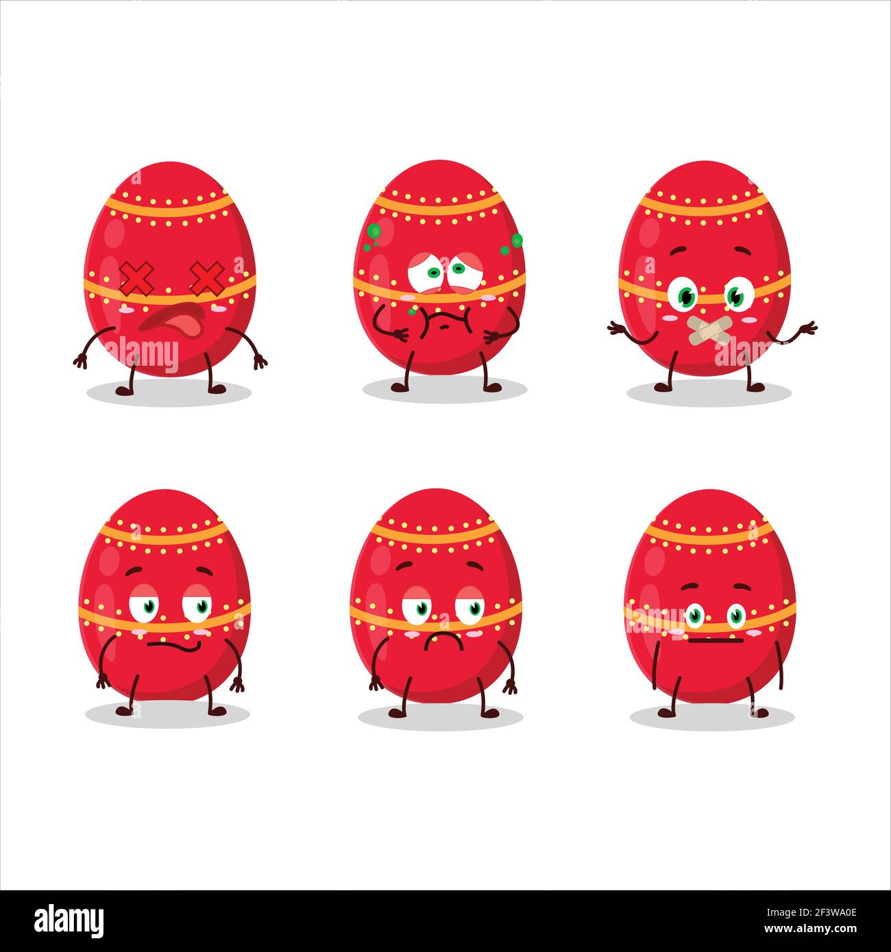 Red easter egg cartoon character with nope expression. Vector ...