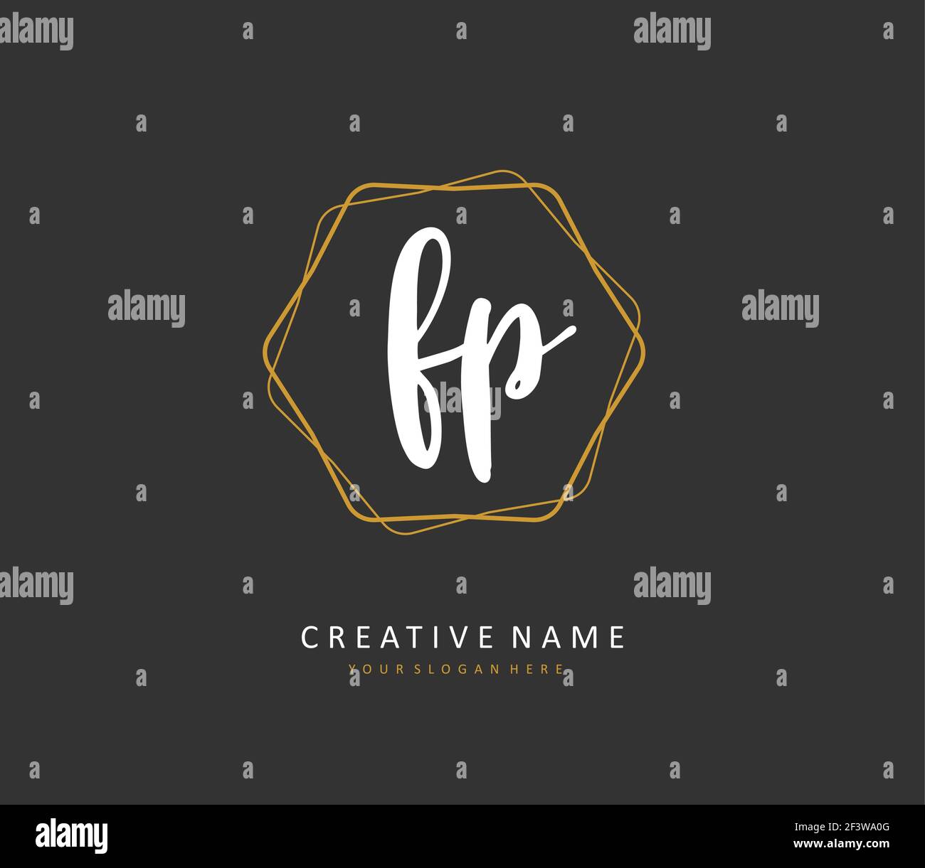FP Initial letter handwriting and signature logo. A concept handwriting ...