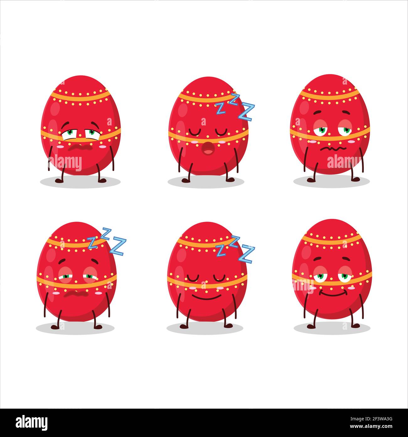 Cartoon character of red easter egg with sleepy expression. Vector ...