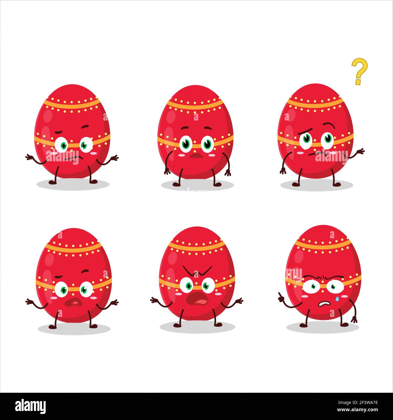 Cartoon character of red easter egg with what expression. Vector ...
