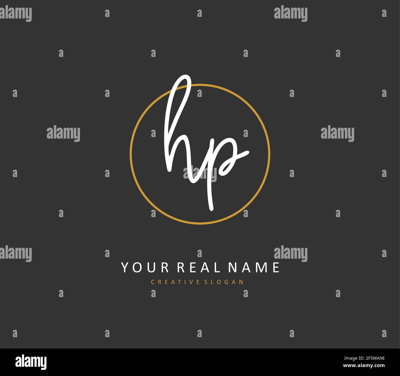 HP Initial letter handwriting and signature logo. A concept handwriting ...