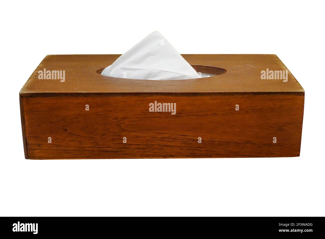 Wooden tissue box isolated on white background, work with clipping path ...