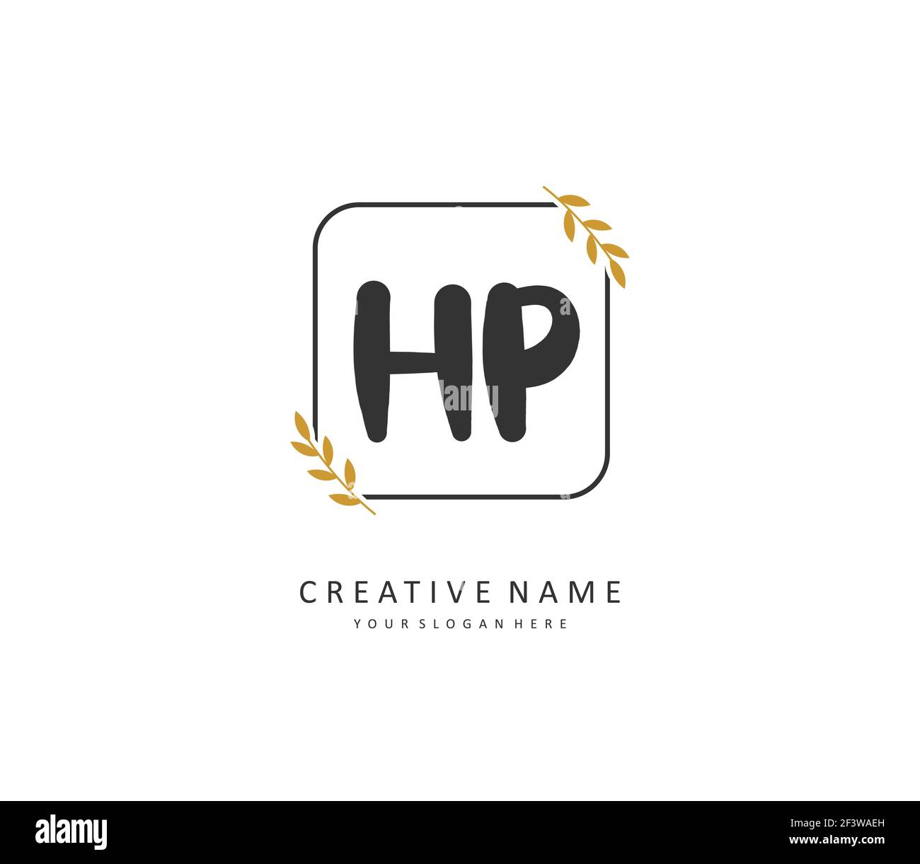 HP Initial letter handwriting and signature logo. A concept handwriting ...