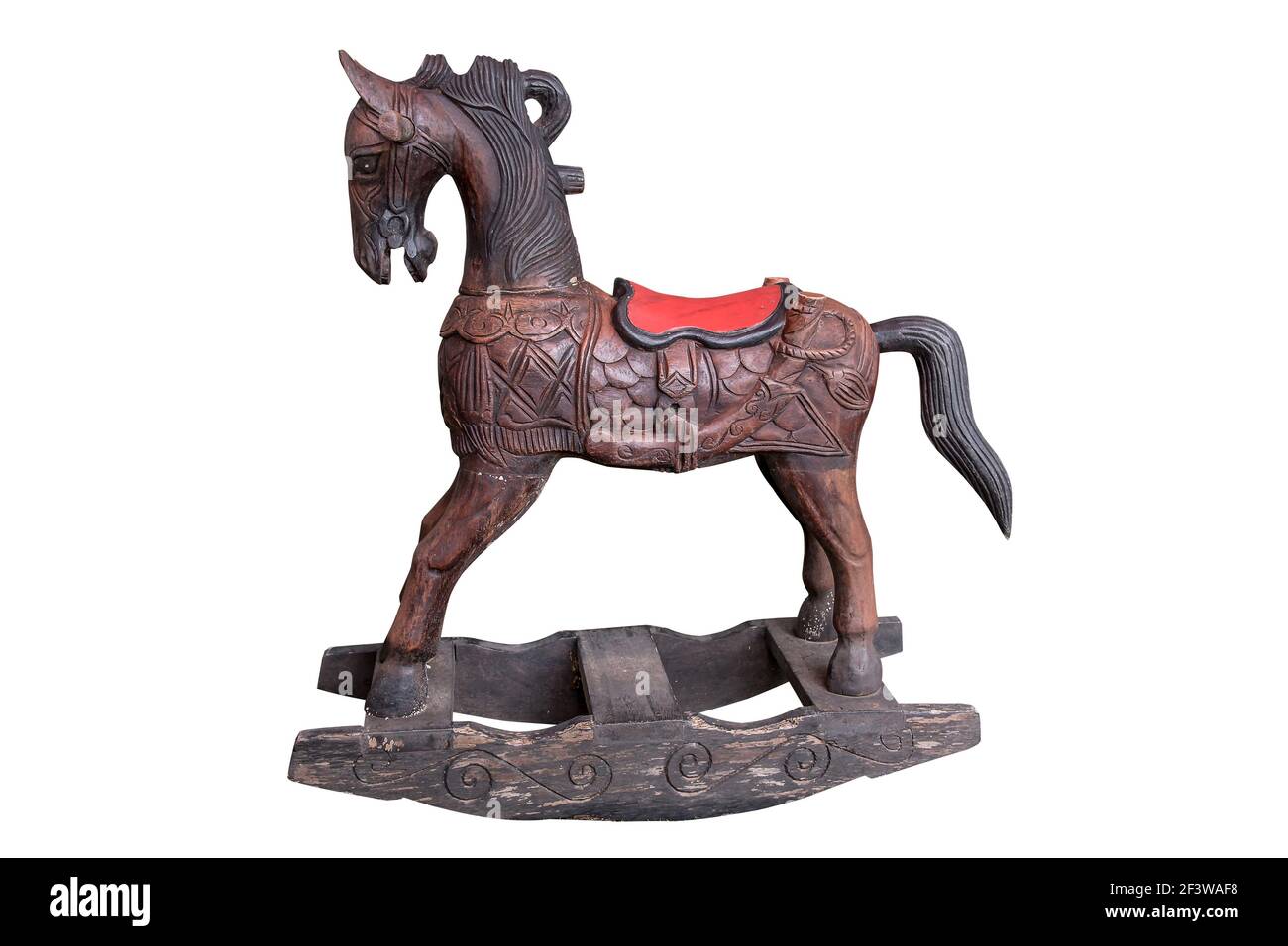 Vintage rocking horse isolated on white background with clipping path ...