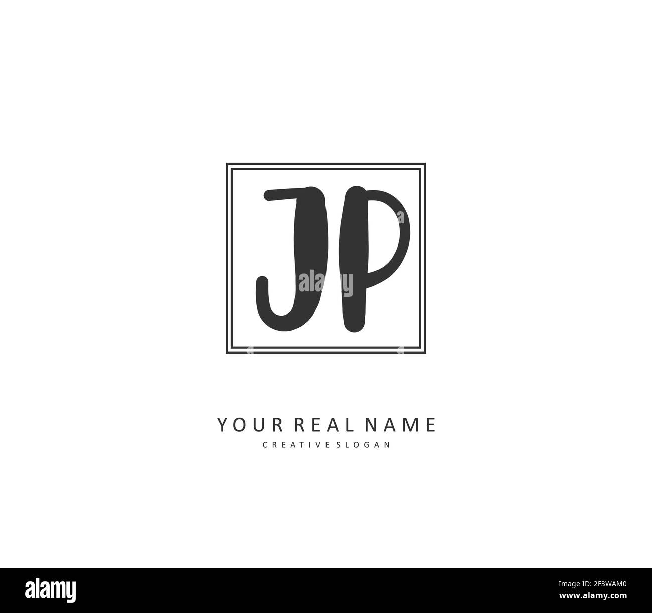 JP Initial letter handwriting and signature logo. A concept handwriting ...