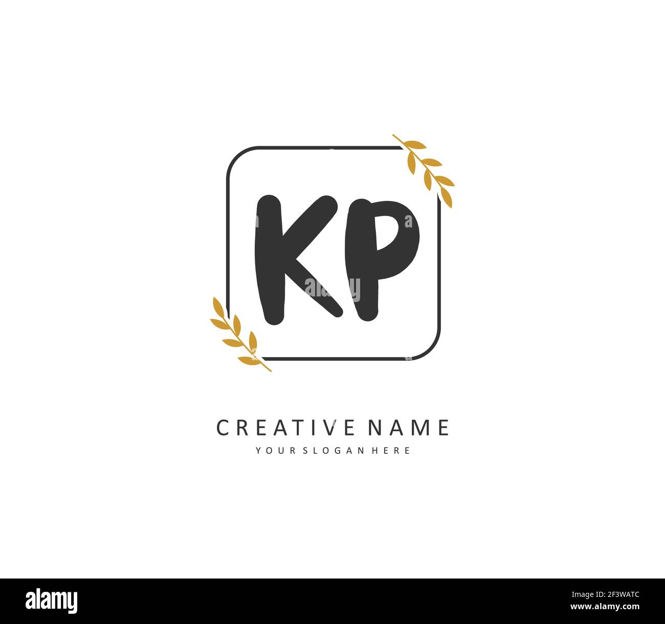 KP Initial letter handwriting and signature logo. A concept handwriting ...