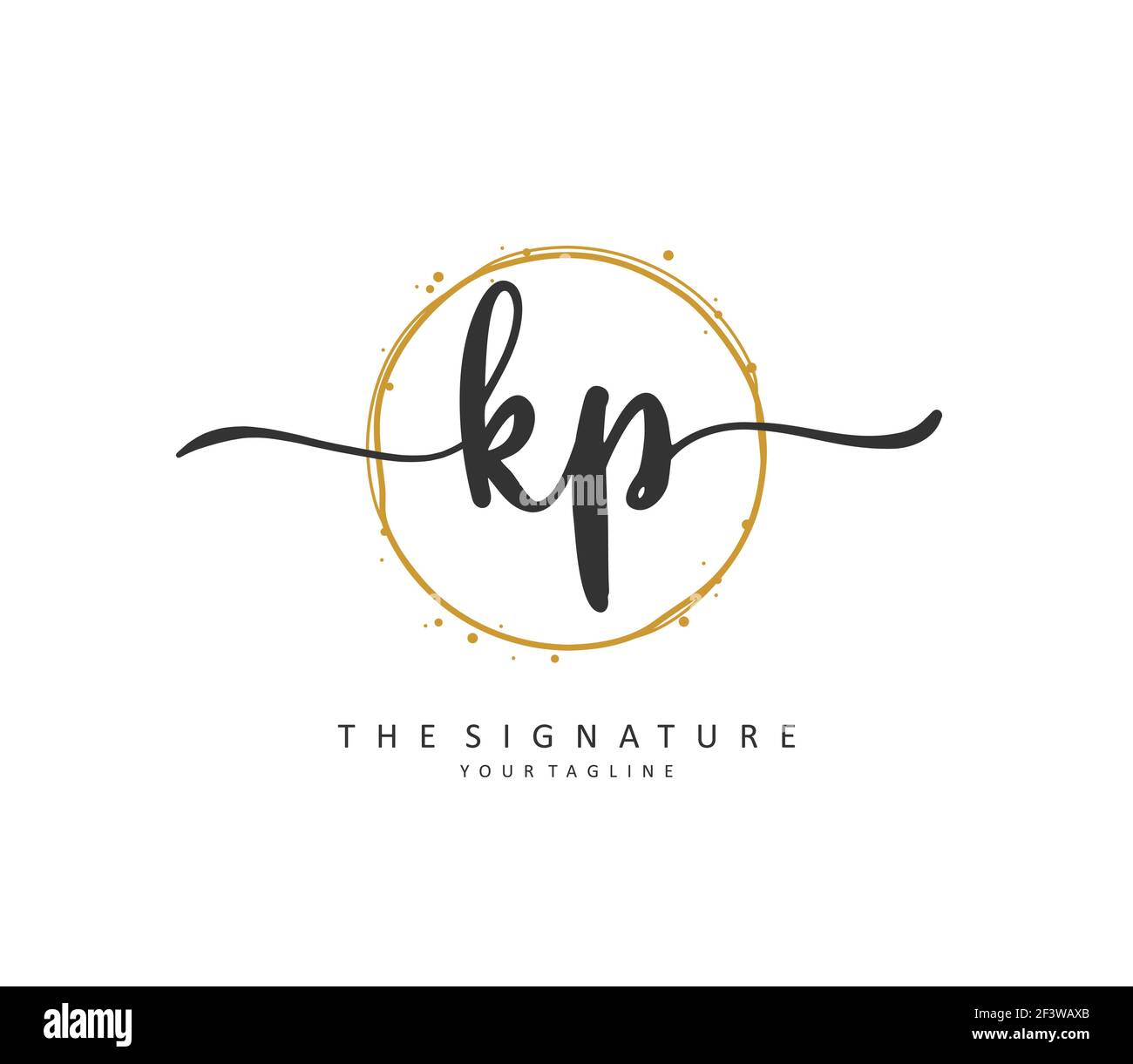 KP Initial letter handwriting and signature logo. A concept handwriting ...