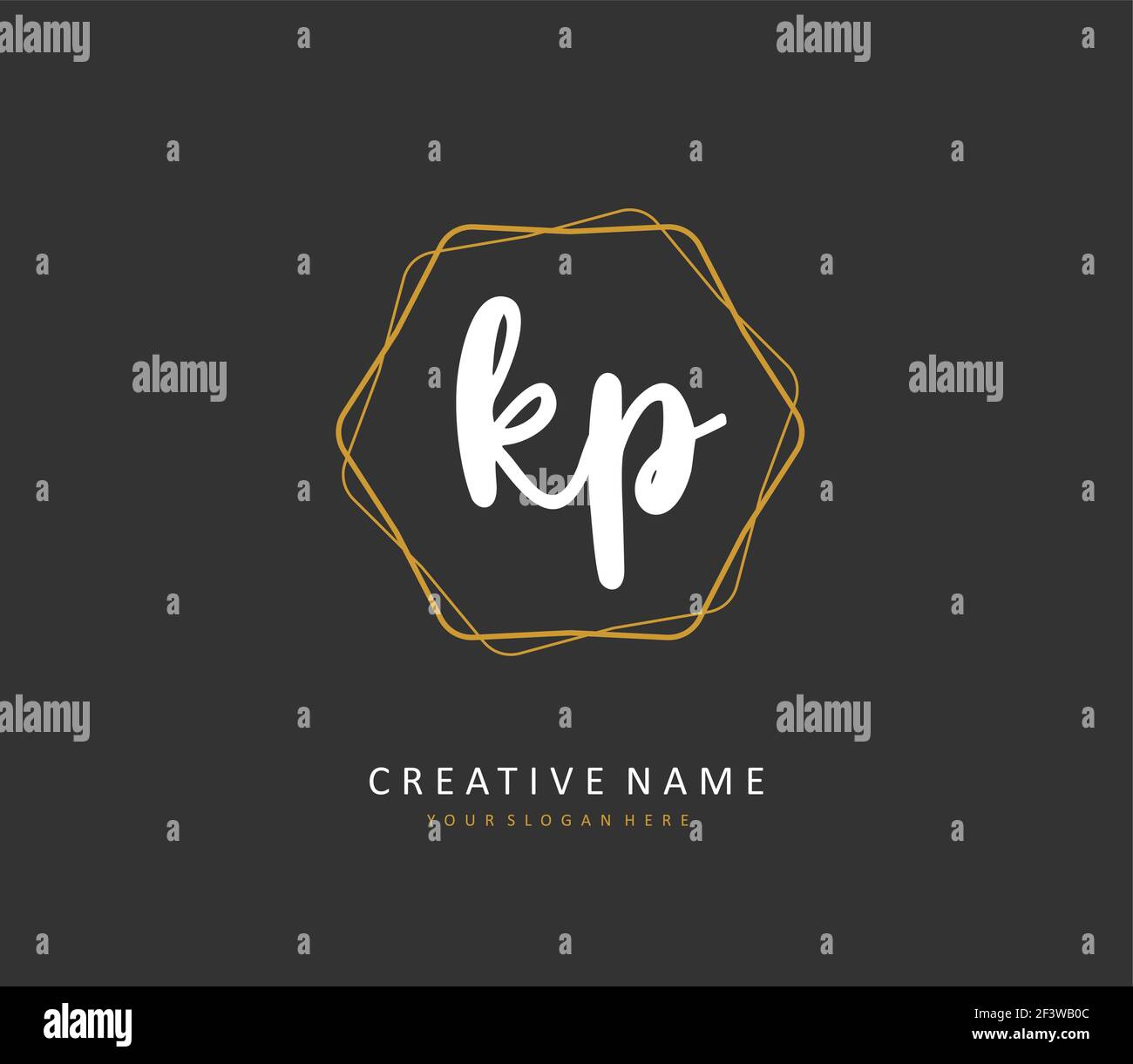 KP Initial letter handwriting and signature logo. A concept handwriting ...
