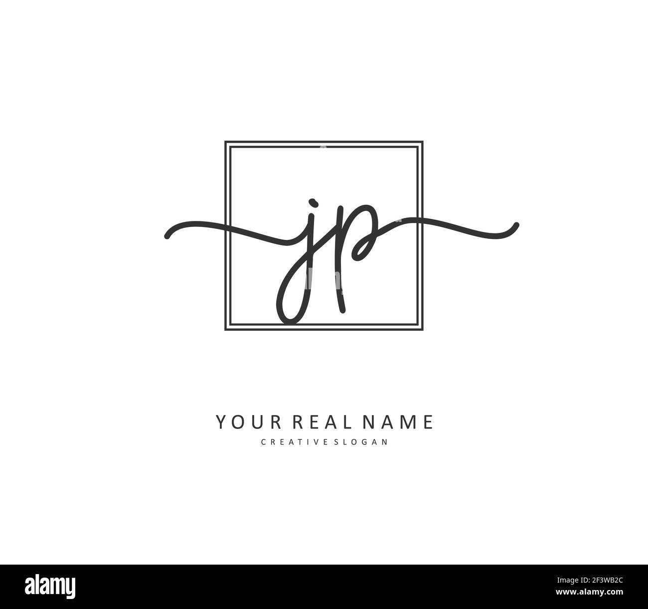JP Initial letter handwriting and signature logo. A concept handwriting ...