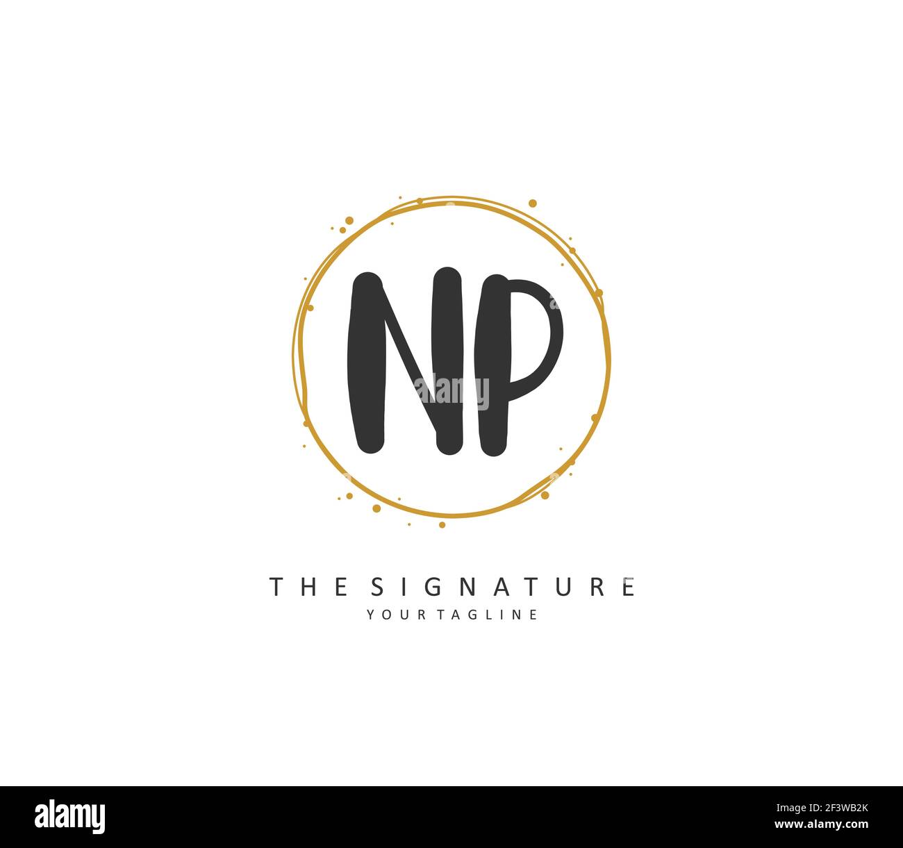 NP Initial letter handwriting and signature logo. A concept handwriting ...