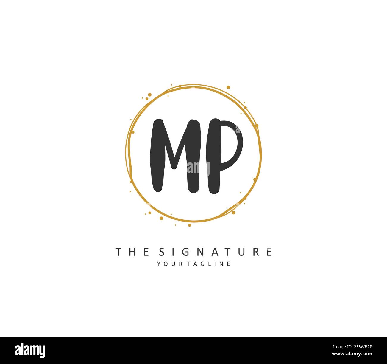 MP Initial letter handwriting and signature logo. A concept handwriting ...