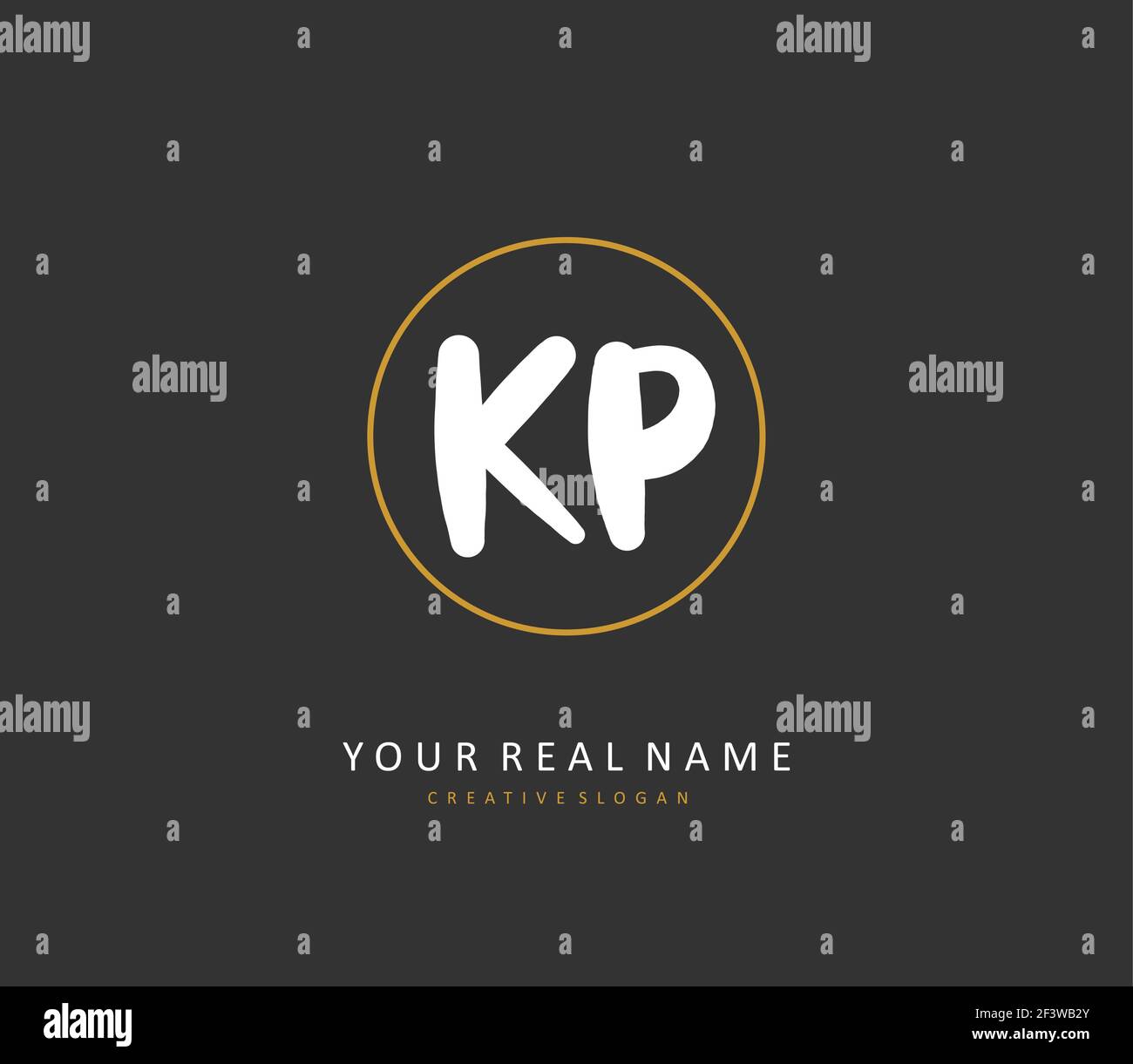 KP Initial letter handwriting and signature logo. A concept handwriting ...