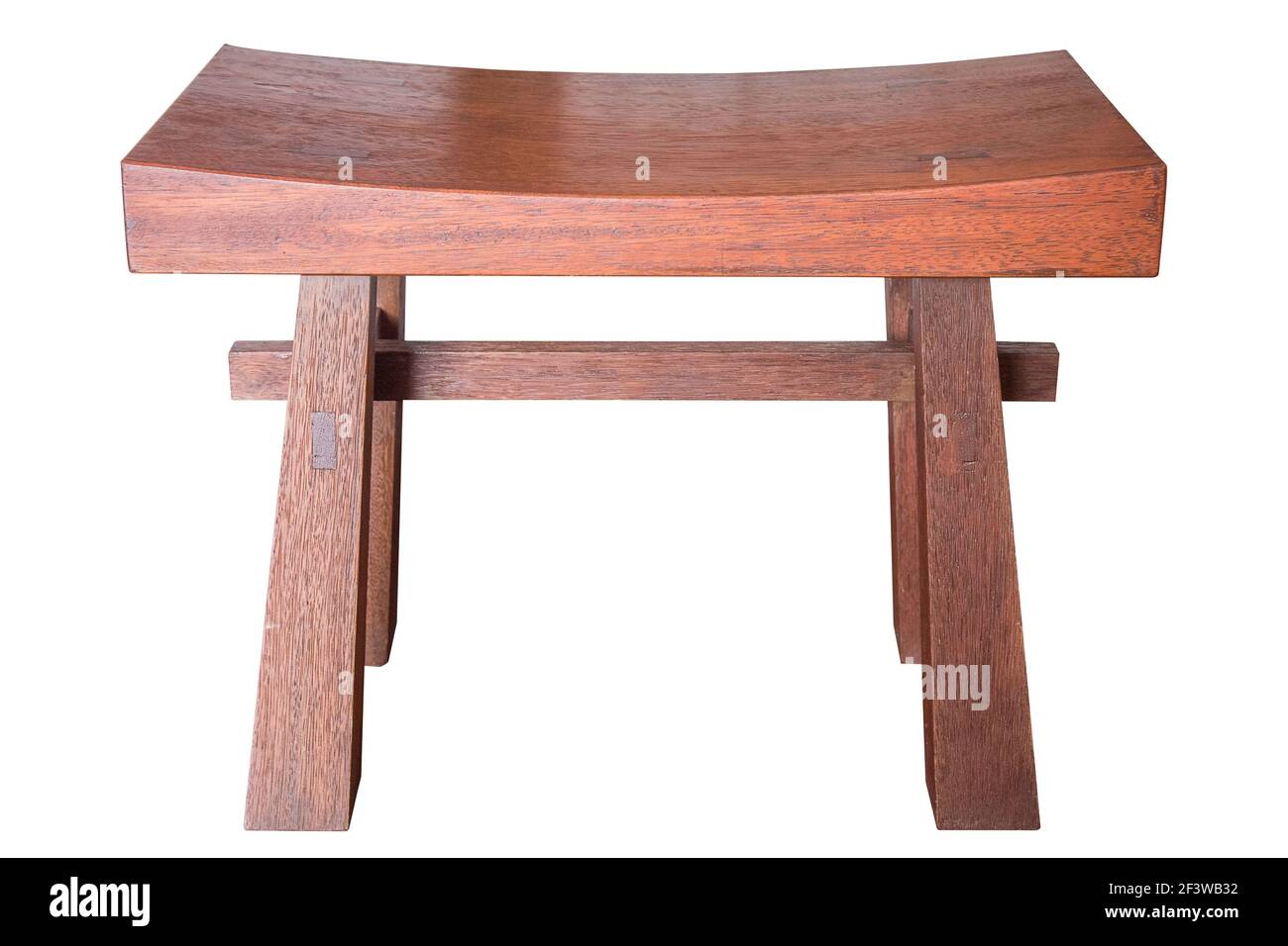 Small wooden bench Japanese style isolated on white background with ...