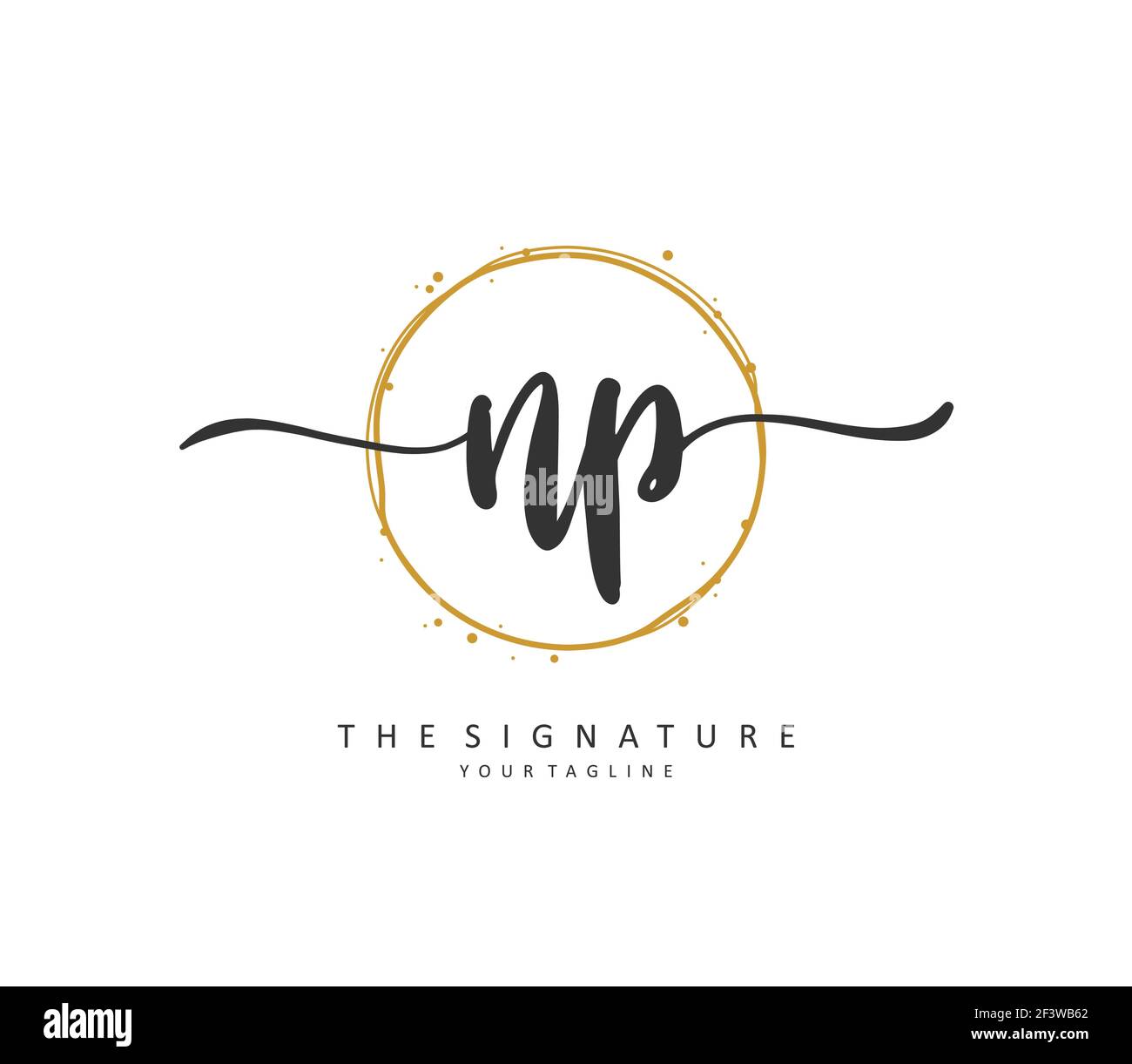 NP Initial letter handwriting and signature logo. A concept handwriting ...