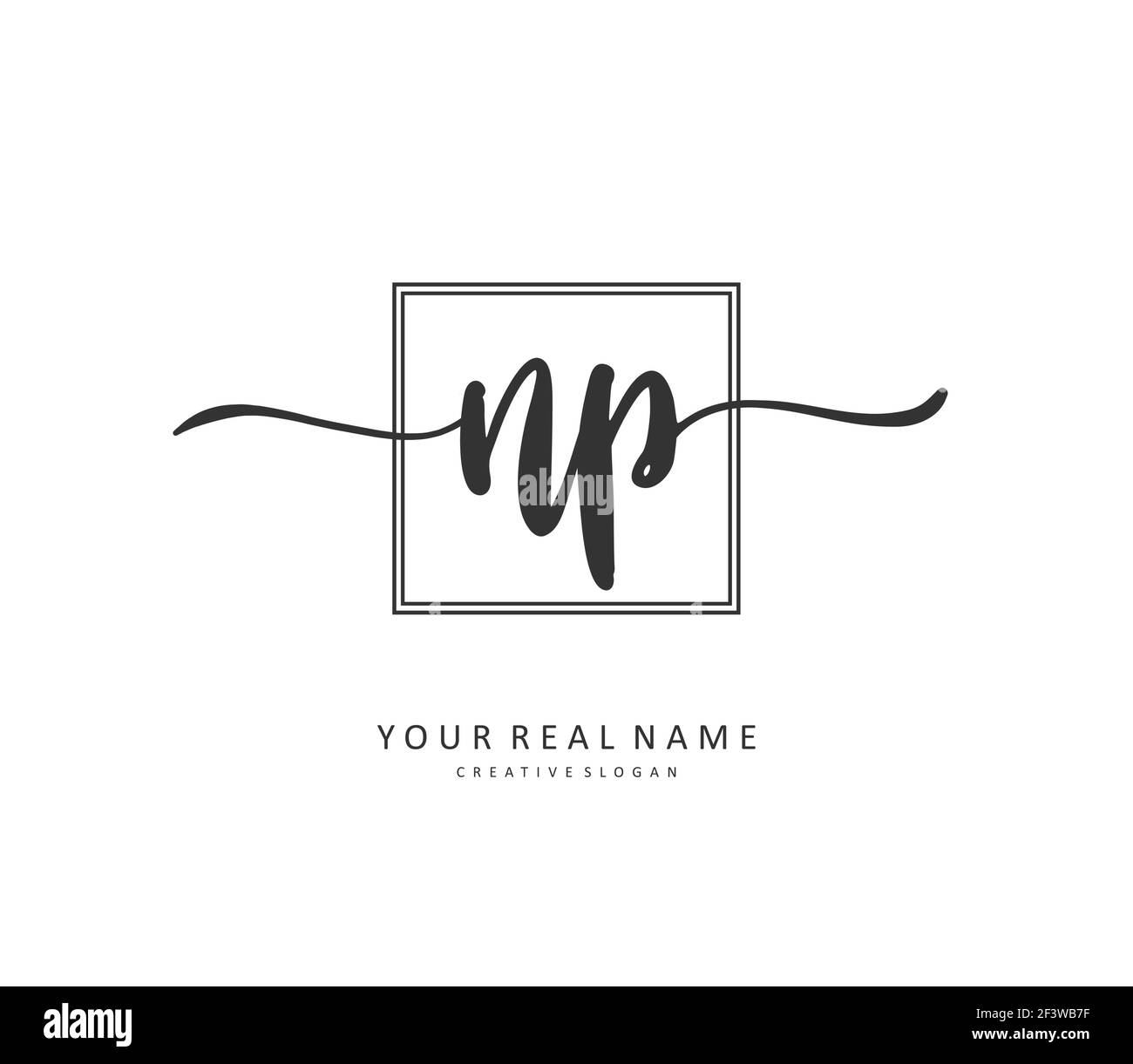 NP Initial letter handwriting and signature logo. A concept handwriting ...