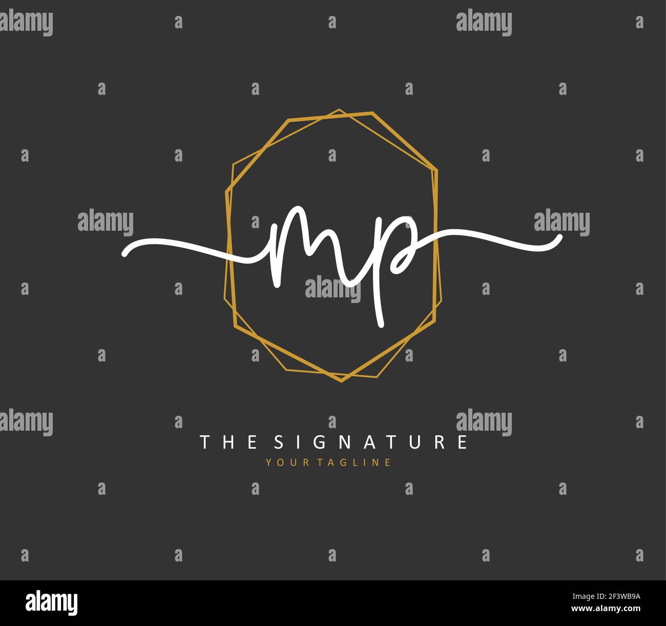 MP Initial letter handwriting and signature logo. A concept handwriting initial logo with ...