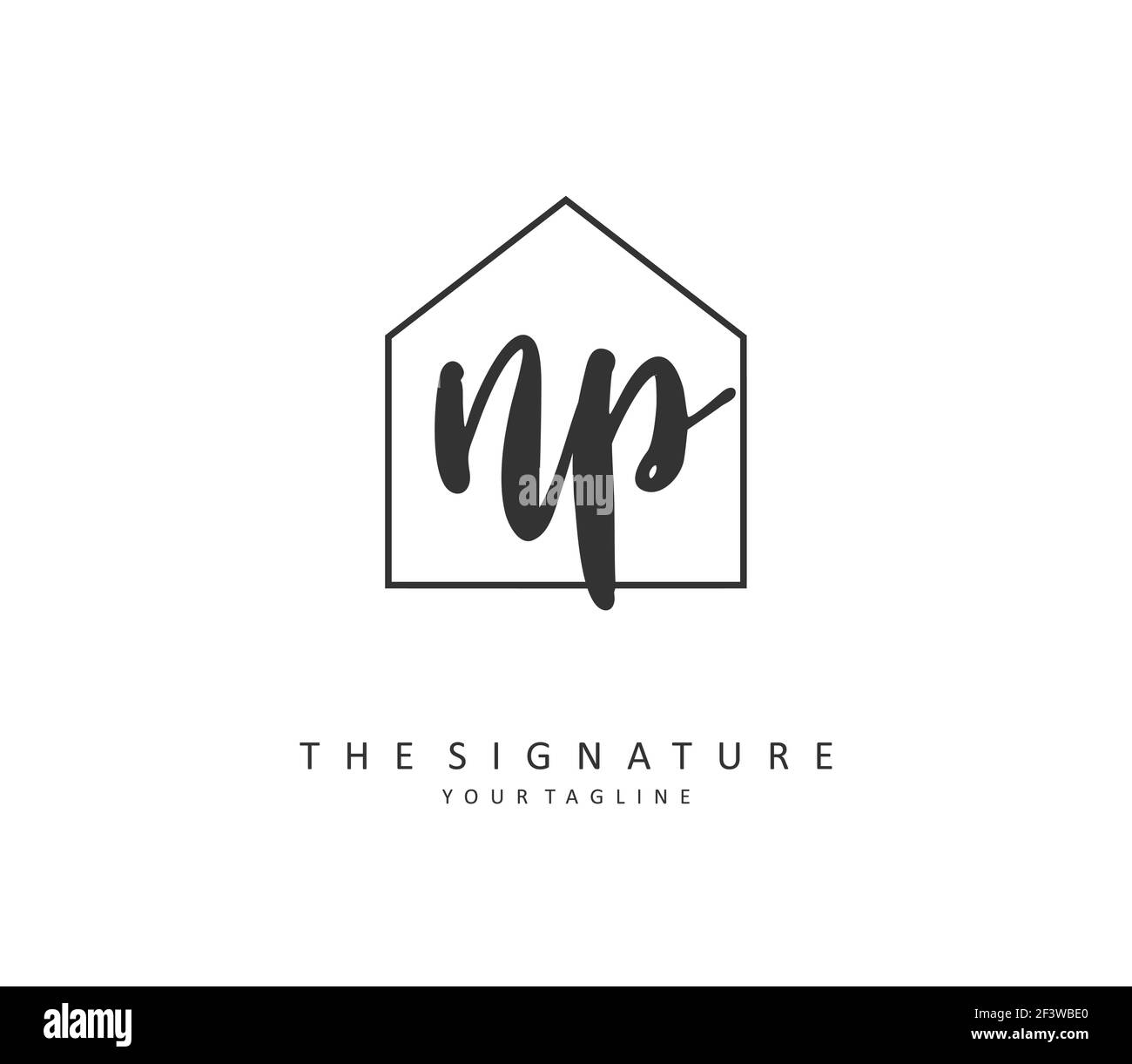 NP Initial letter handwriting and signature logo. A concept handwriting ...