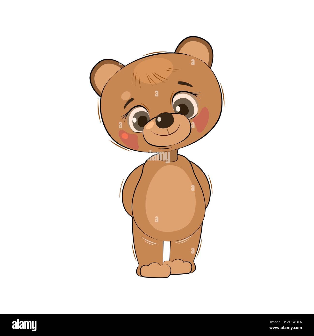 Little cub bear. Teddy. Isolated object on a white background. Cheerful ...