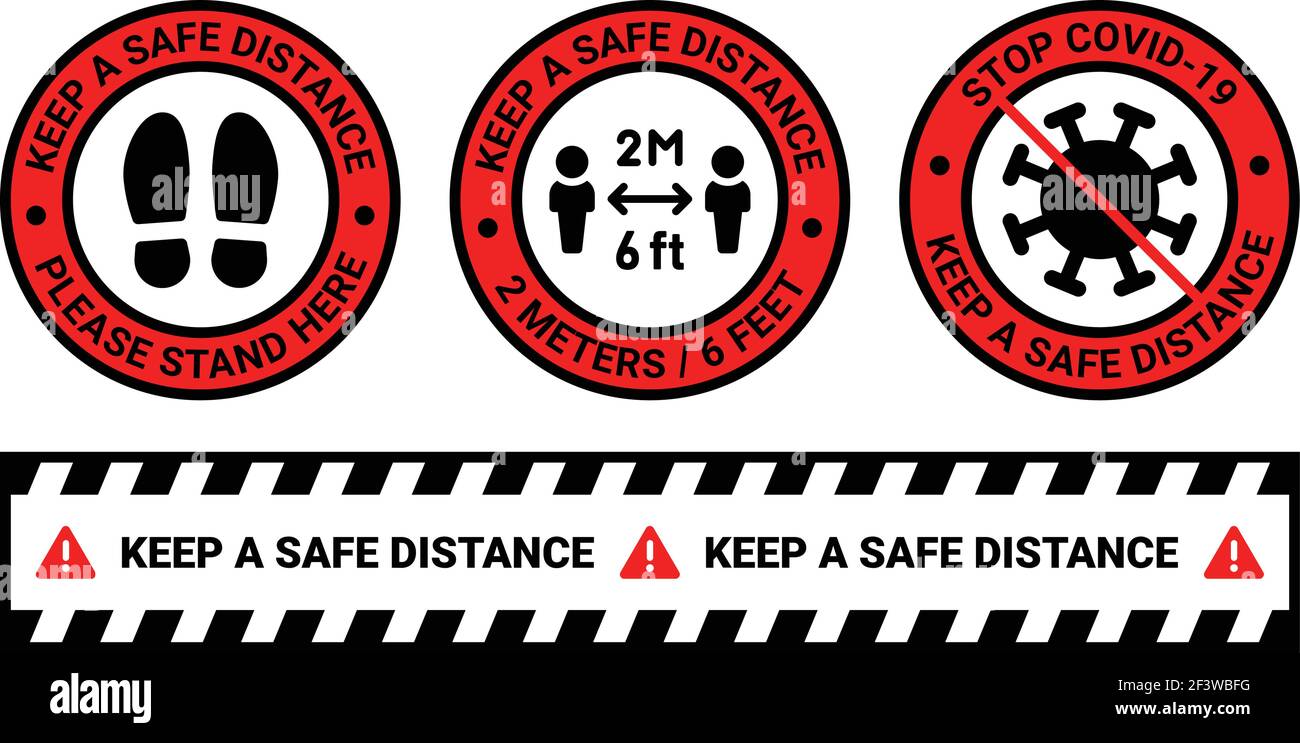 Keep A Safe Distance Icon Sign Vector To Prevent Covid-19 Stock Vector ...