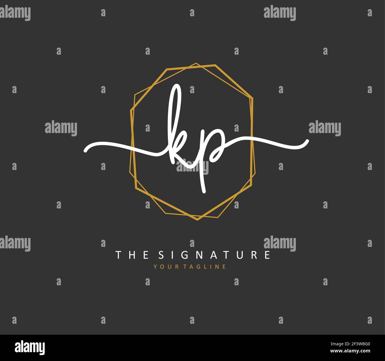 KP Initial letter handwriting and signature logo. A concept handwriting ...
