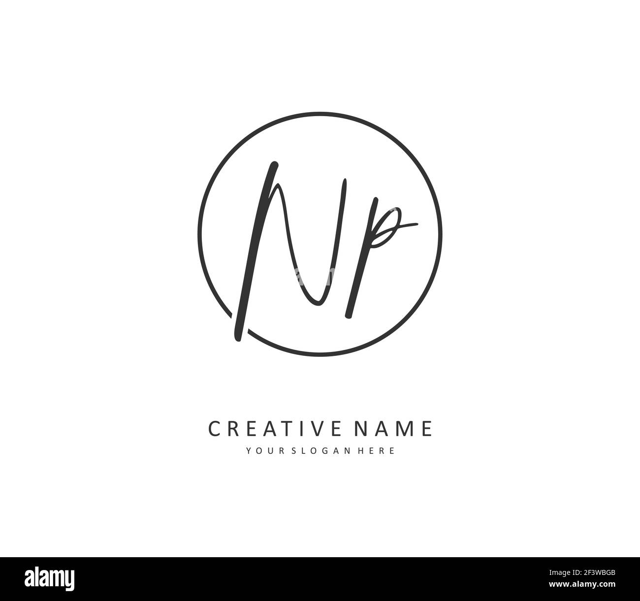 NP Initial letter handwriting and signature logo. A concept handwriting ...