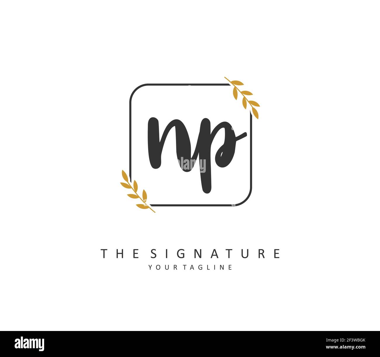 NP Initial letter handwriting and signature logo. A concept handwriting ...