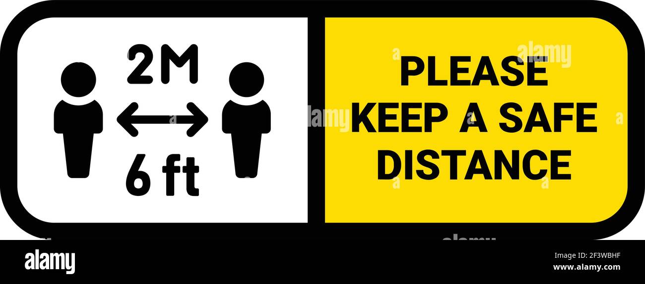 Please keep a safe distance sign vector. Prevention measures distancing ...