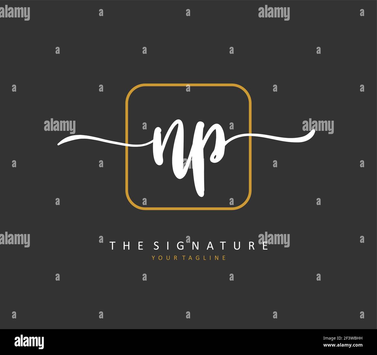 NP Initial letter handwriting and signature logo. A concept handwriting ...