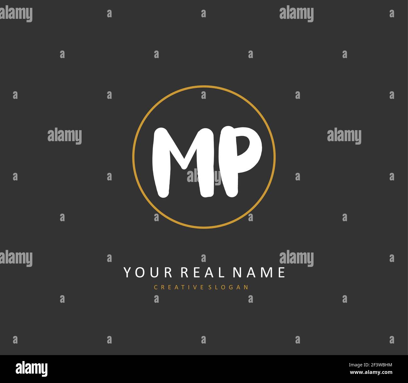 MP Initial letter handwriting and signature logo. A concept handwriting ...