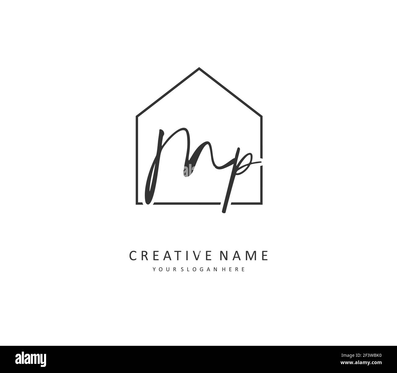 MP Initial letter handwriting and signature logo. A concept handwriting ...