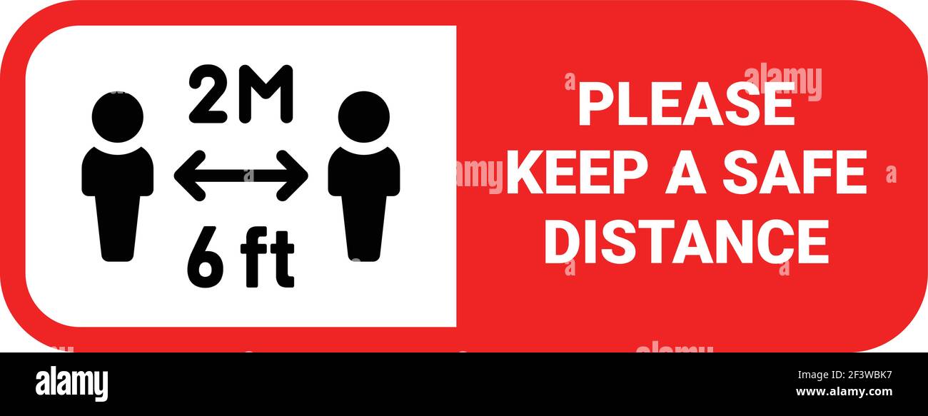 Please keep a safe distance sign vector. Prevention measures distancing ...