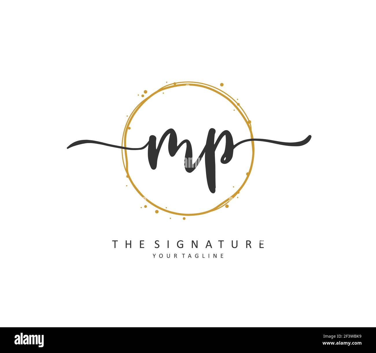 MP Initial letter handwriting and signature logo. A concept handwriting initial logo with ...