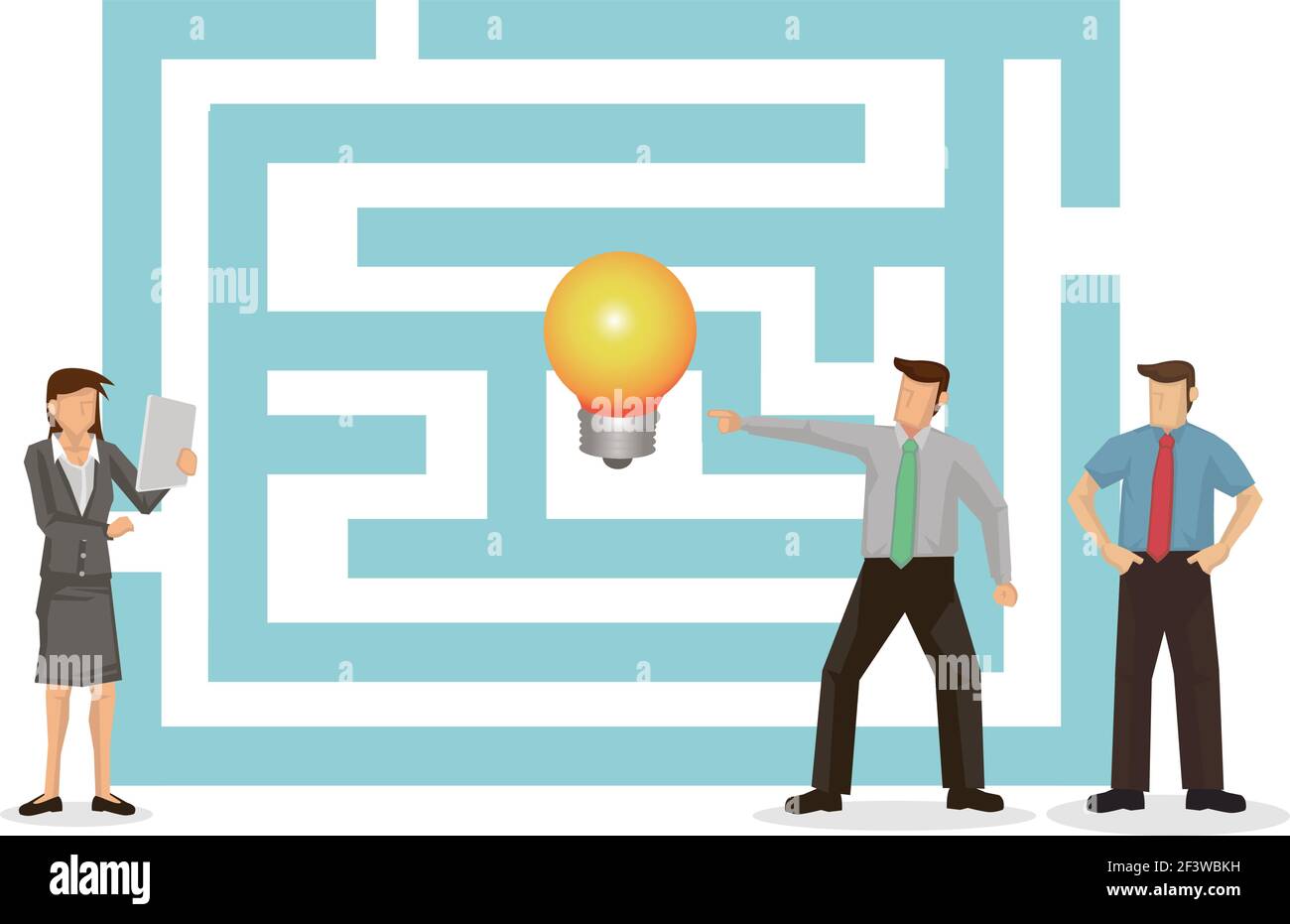 Business maze challenge. Business team working together looking at ...