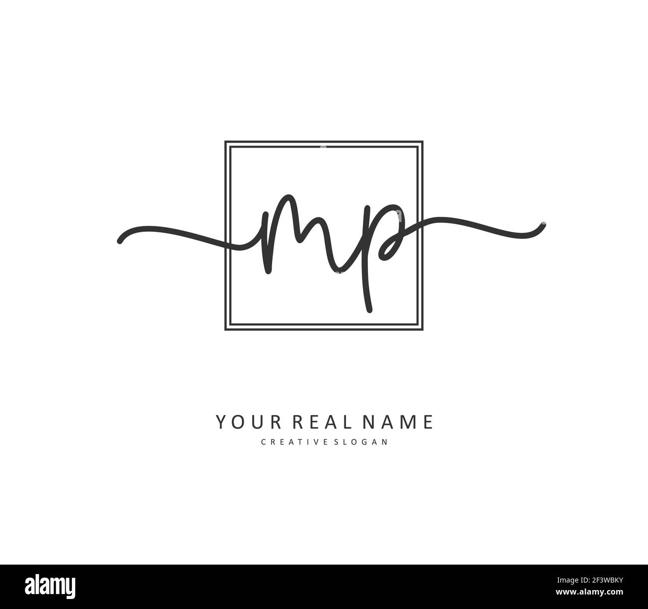 MP Initial letter handwriting and signature logo. A concept handwriting ...