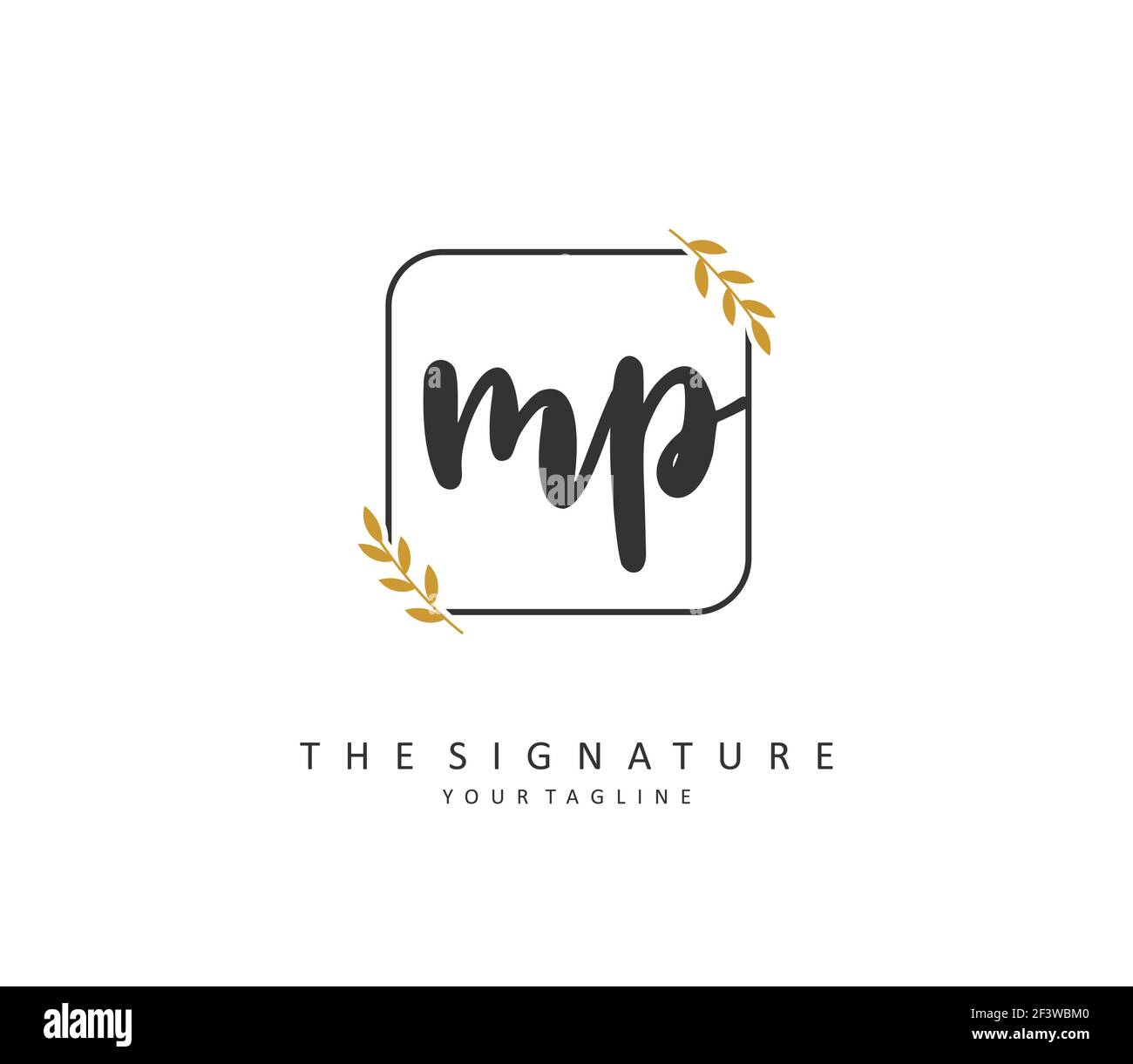 MP Initial letter handwriting and signature logo. A concept handwriting ...